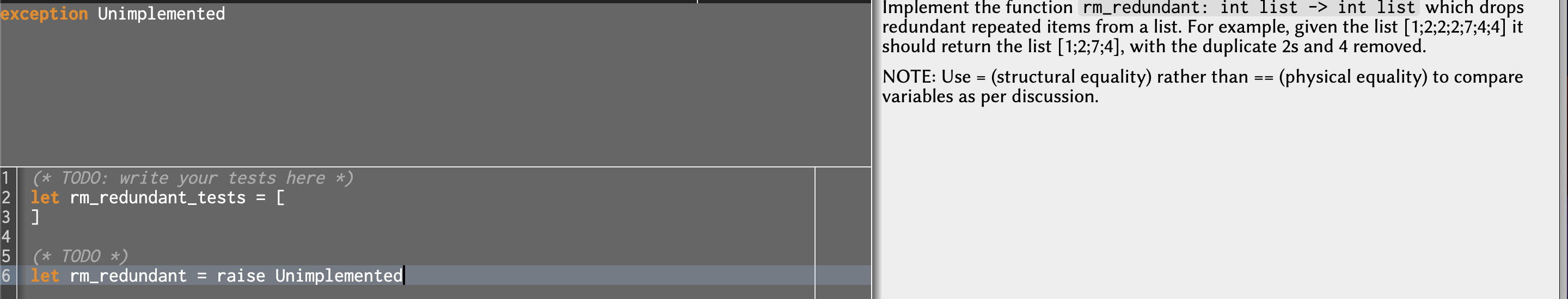 Solved exception Unimplemented Implement the function | Chegg.com