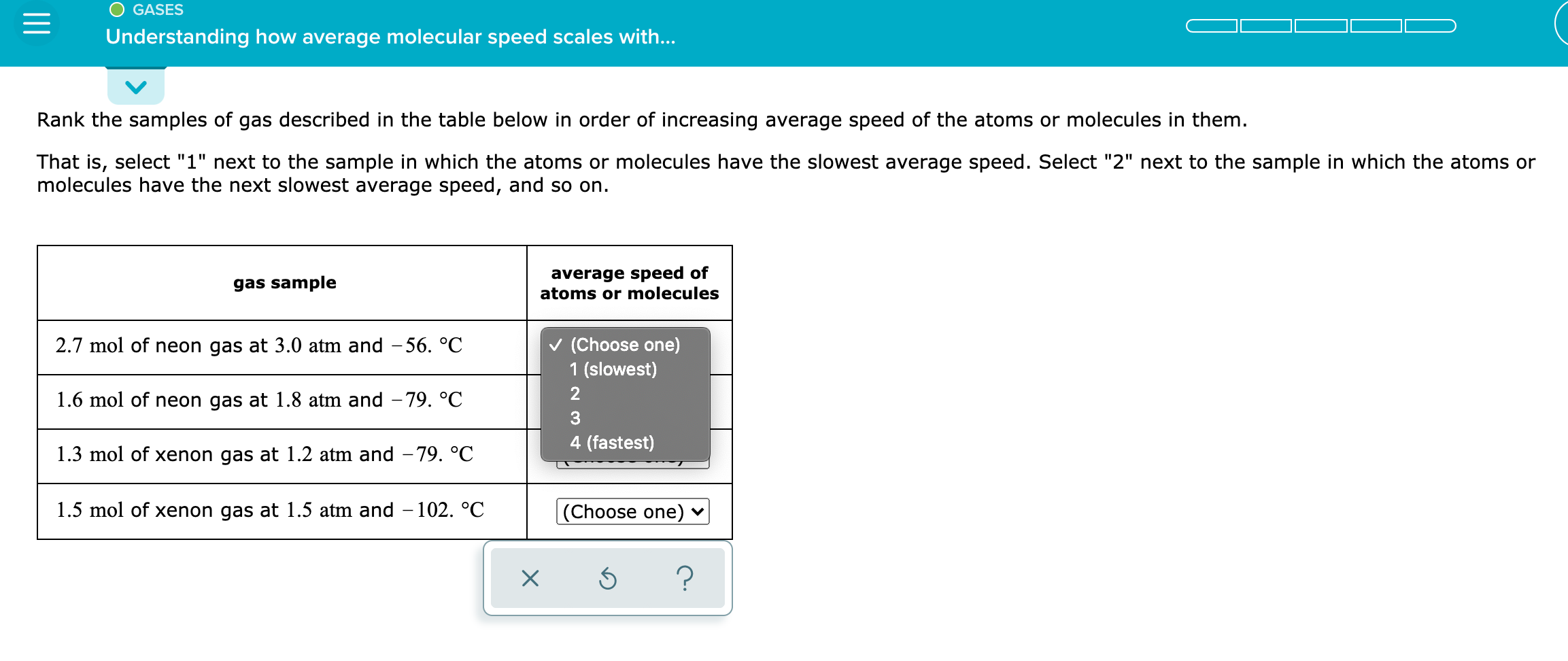 Solved GASES Understanding how average molecular speed | Chegg.com