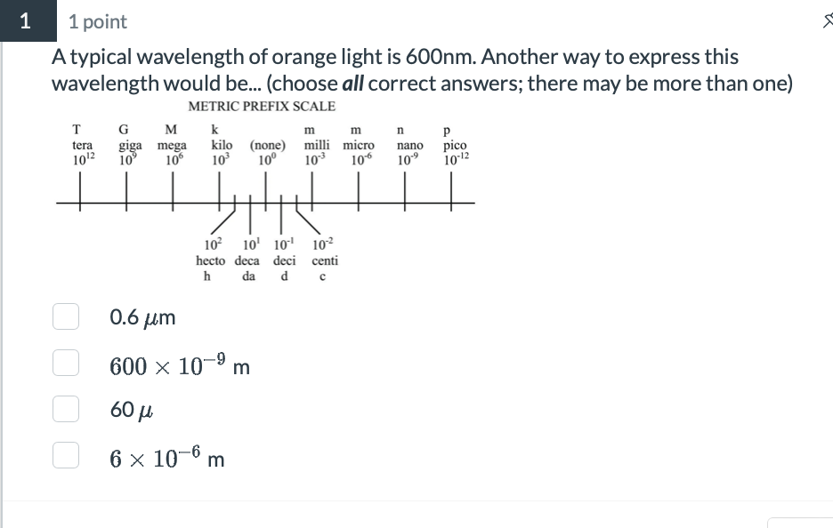 Solved A typical wavelength of orange light is 600nm. | Chegg.com