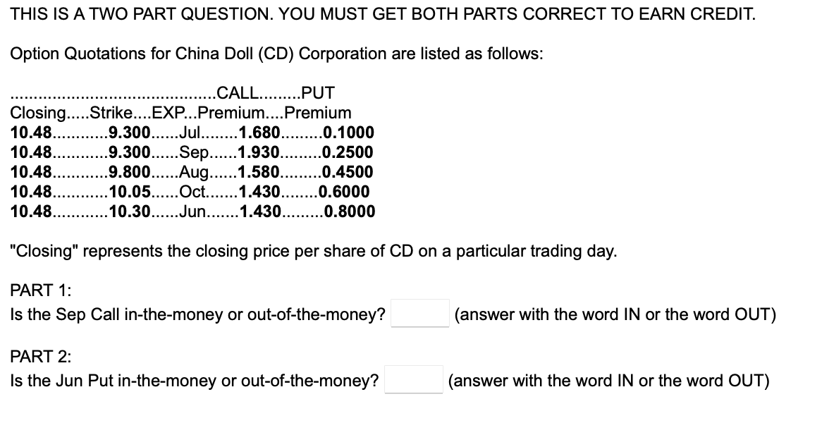 Solved THIS IS A TWO PART QUESTION. YOU MUST GET BOTH PARTS | Chegg.com