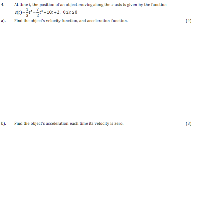 Solved 4. At time t, the position of an object moving along | Chegg.com