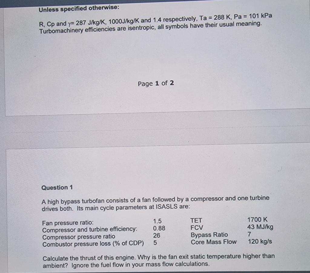 Solved R,Cp and γ=287 J/kg/K,1000 J/kg/K and 1.4 | Chegg.com