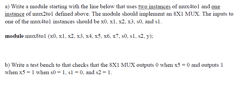 Solved a) Write a module starting with the line below that | Chegg.com