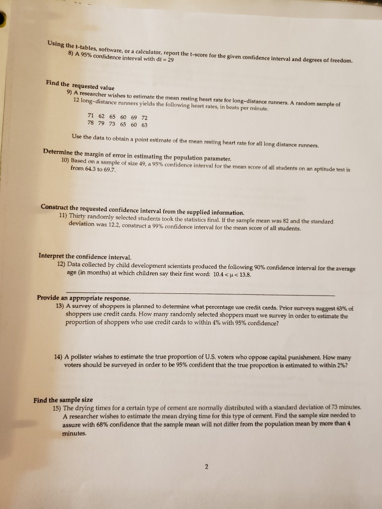 Solved Math 1530 Elements Of Statistics Chapter S - Class | Chegg.com