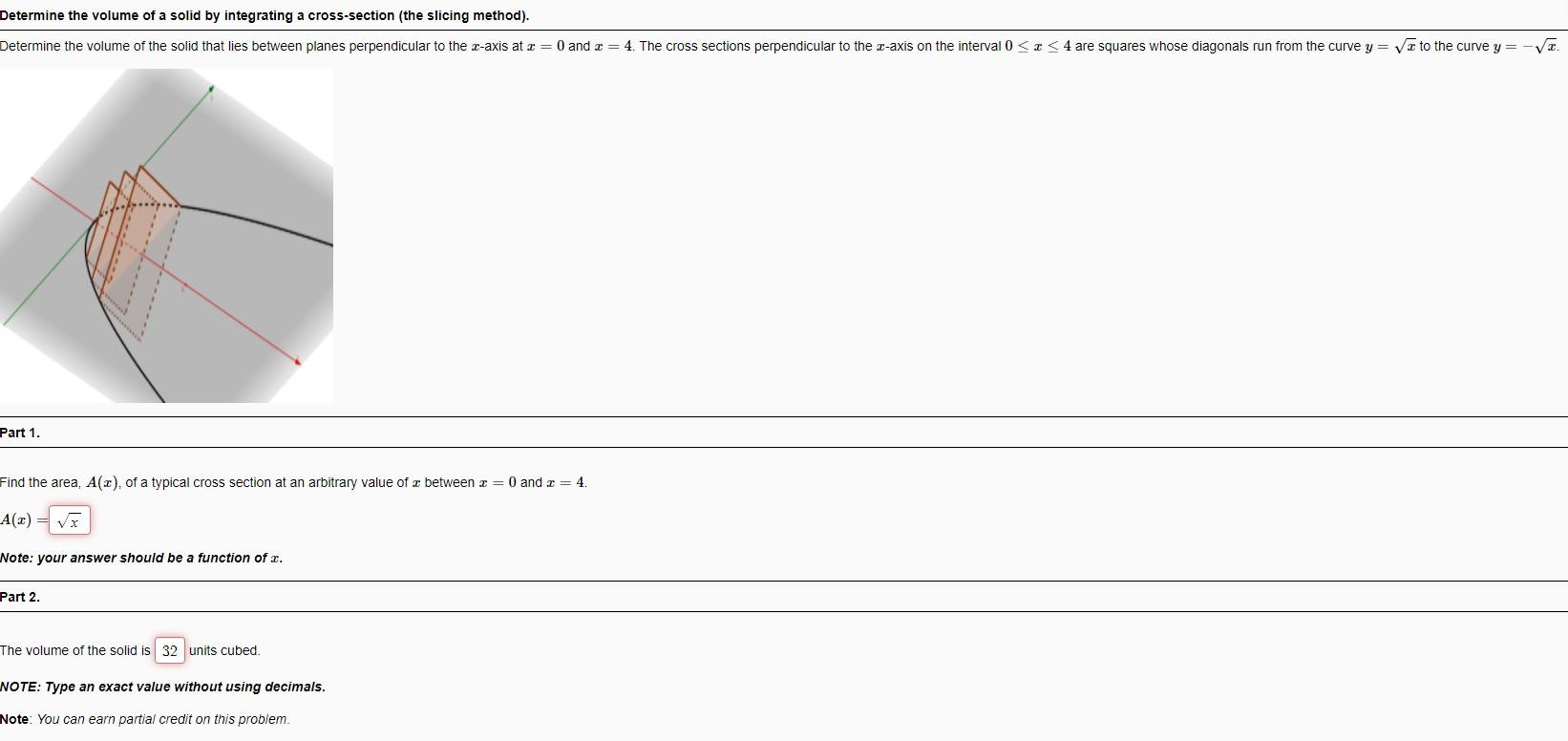 Solved Determine the volume of a solid by integrating a | Chegg.com