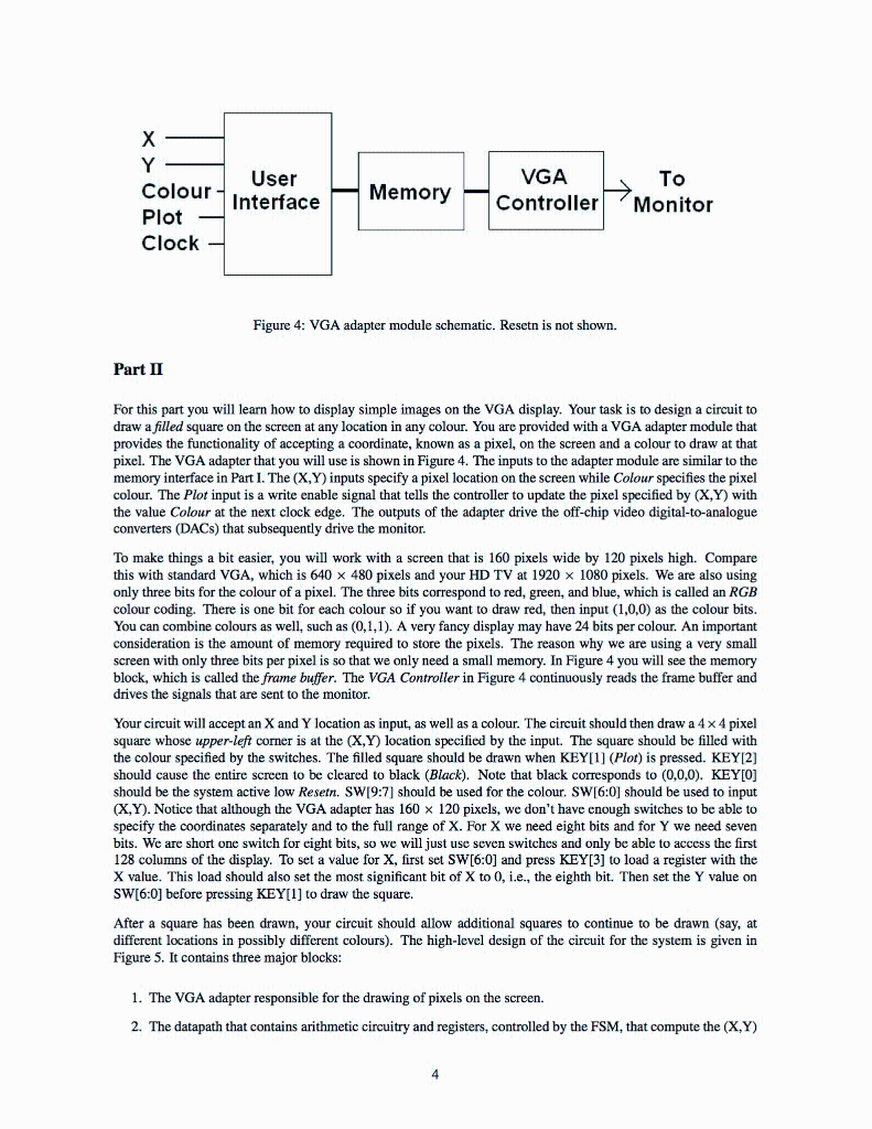 Solved User X Y Colour - Plot Clock VGA Controller Memory Το | Chegg.com
