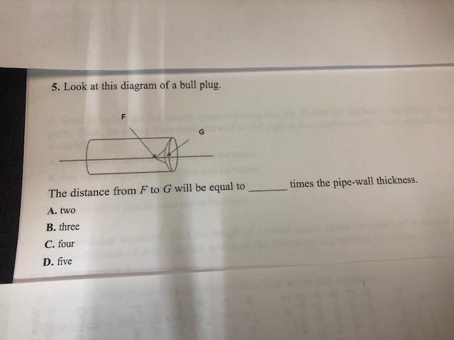 Solved 5. Look at this diagram of a bull plug. G times the | Chegg.com