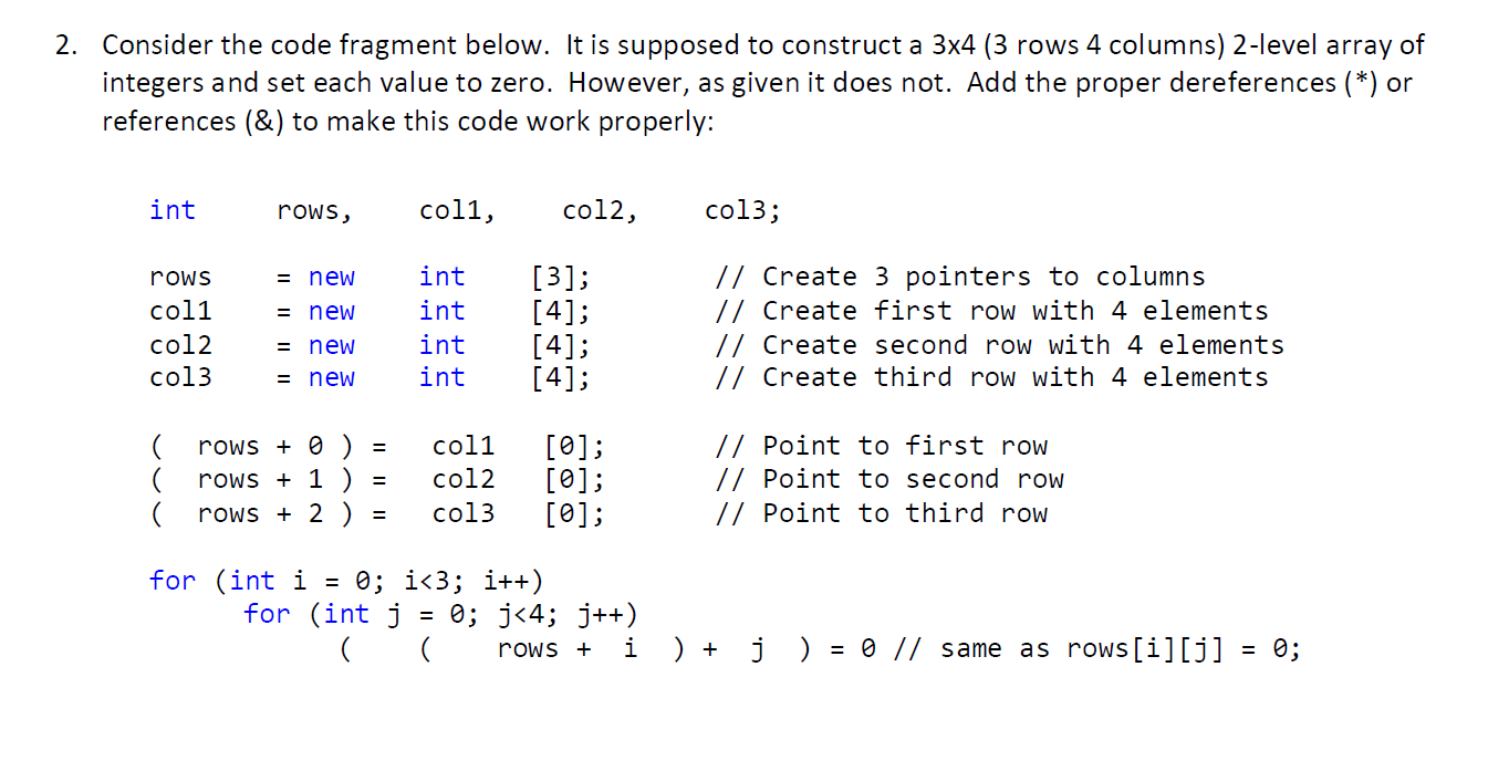Solved 2. Consider the code fragment below. It is supposed | Chegg.com