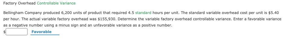 Solved Factory Overhead Controllable Variance Bellingham | Chegg.com