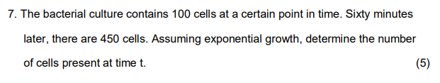 Solved 7. The bacterial culture contains 100 cells at a | Chegg.com