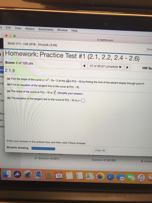 Solved e Edit View History Bookmarks Window Help mathxl.com | Chegg.com
