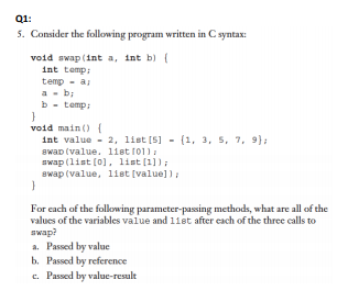 Solved 01: 5. Consider the following program written in C | Chegg.com