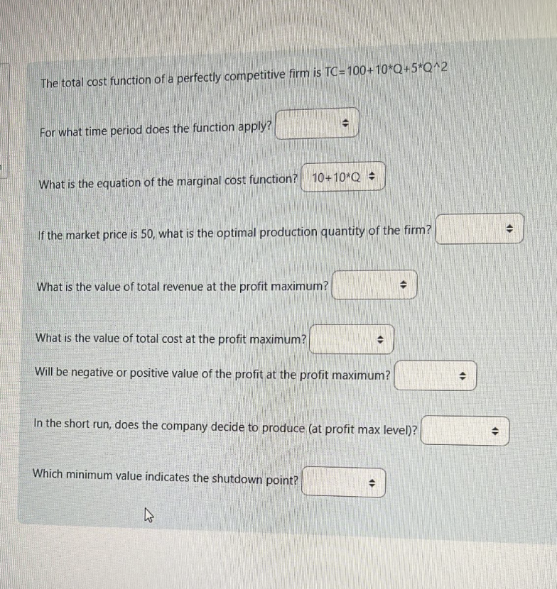 Solved The total cost function of a perfectly competitive | Chegg.com