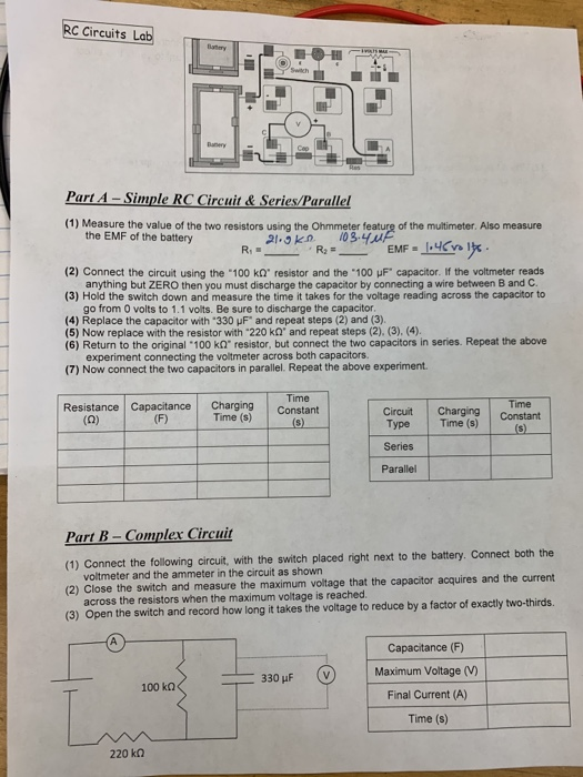 RC Circuits Lab Banery Part A -Simple RC Circuit & | Chegg.com