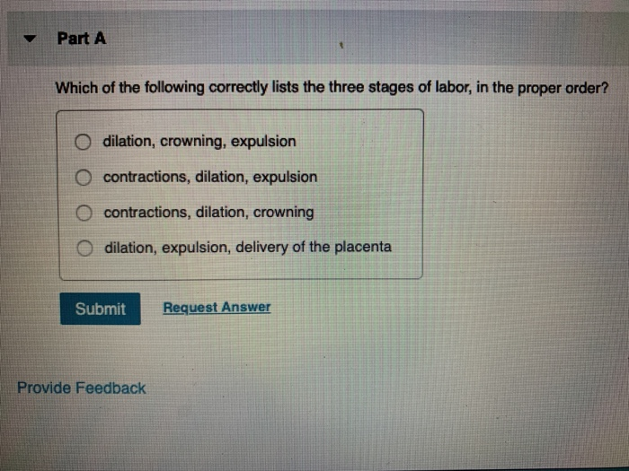 Solved Part A Which of the following correctly lists the | Chegg.com
