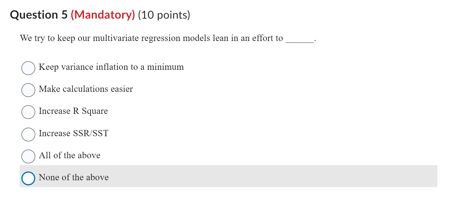 Solved We try to keep our multivariate regression models | Chegg.com