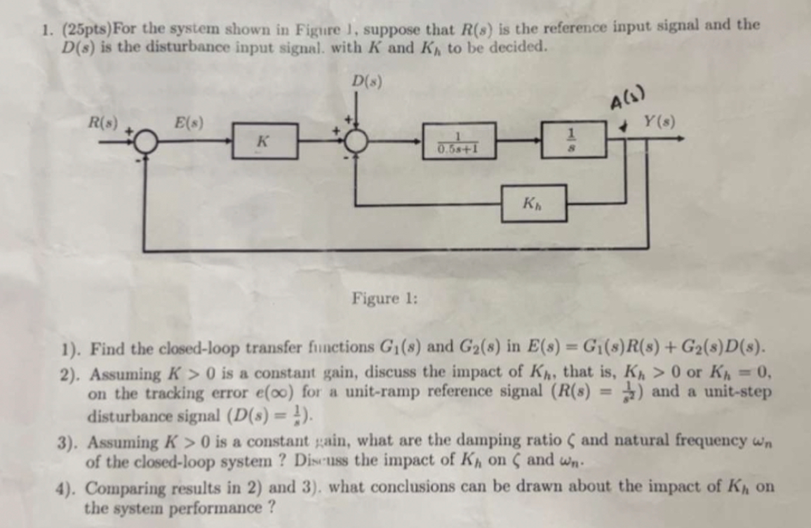 1. (25pts)For the system shown in Figure 1, suppose | Chegg.com