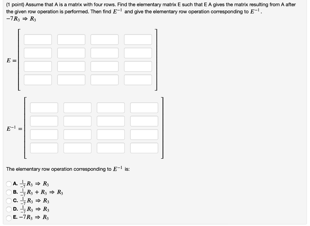 Solved (1 point) Assume that A is a matrix with four rows. | Chegg.com