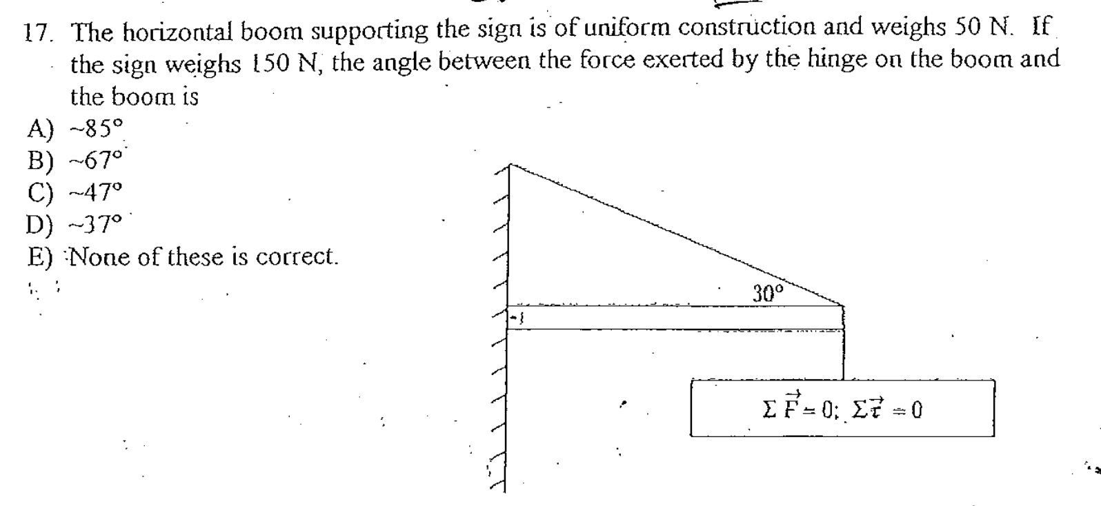 Solved The horizontal boom supporting the sign is of uniform | Chegg.com