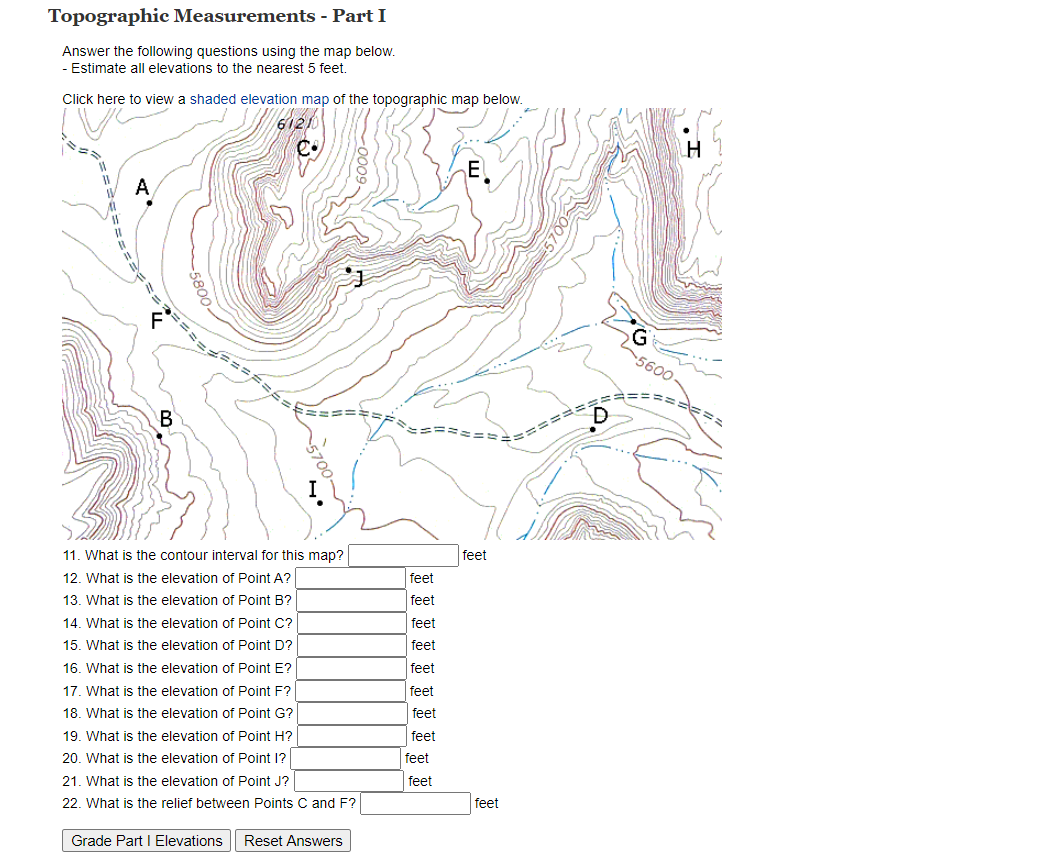 Solved Topographic Measurements - Part I Answer the | Chegg.com