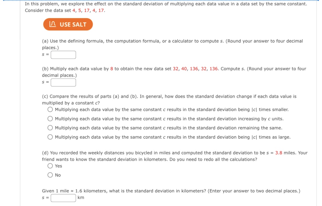Solved this problem, we explore the effect on the standard | Chegg.com