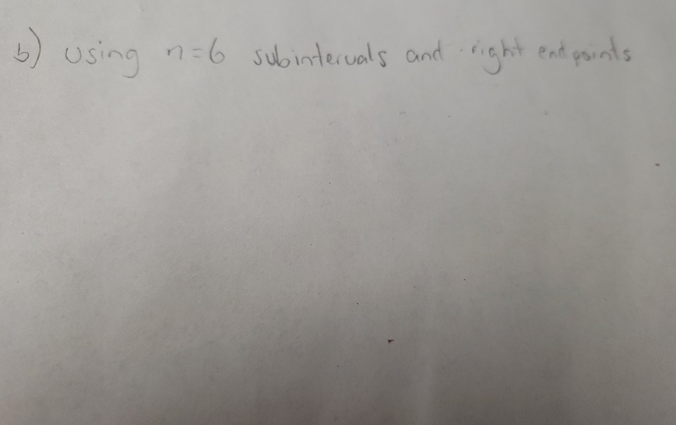 b) using n = 6 subinteruals and right end points | Chegg.com