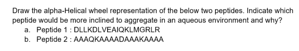Solved Draw the alpha-Helical wheel representation of the | Chegg.com