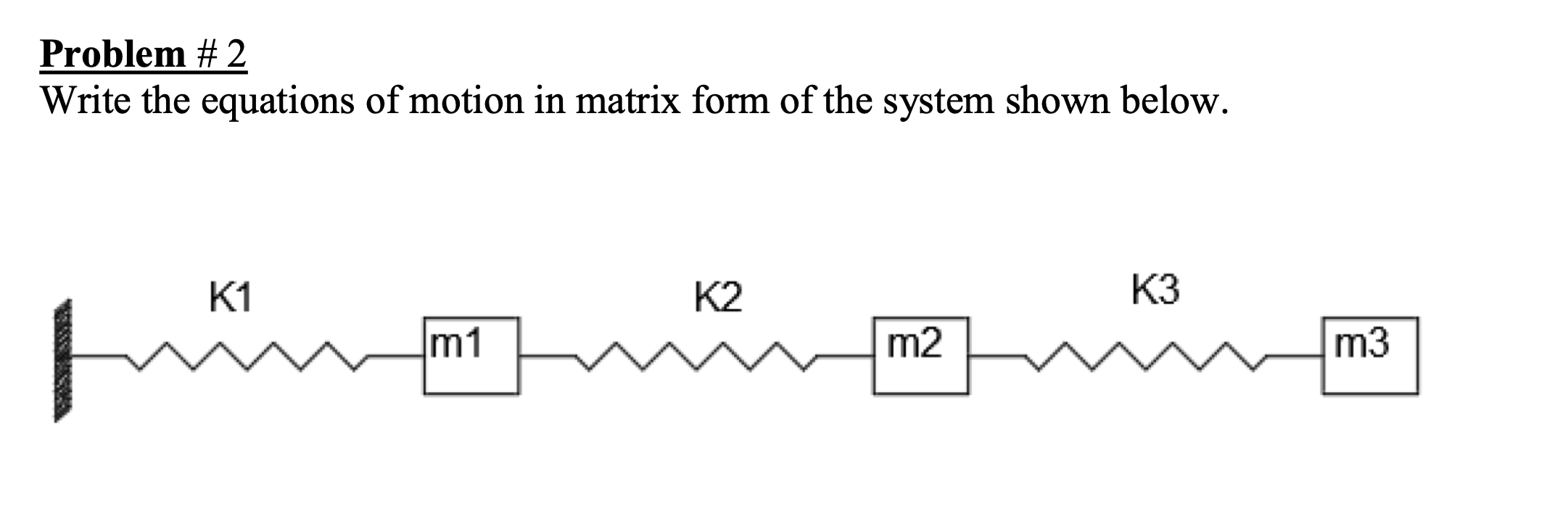 Solved Problem \# 2 Write the equations of motion in matrix | Chegg.com