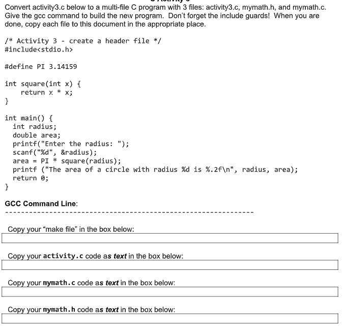 Solved Convert activity3.c below to a multi-file C program | Chegg.com