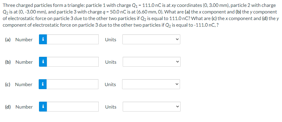 Solved Three charged particles form a triangle: particle 1 | Chegg.com