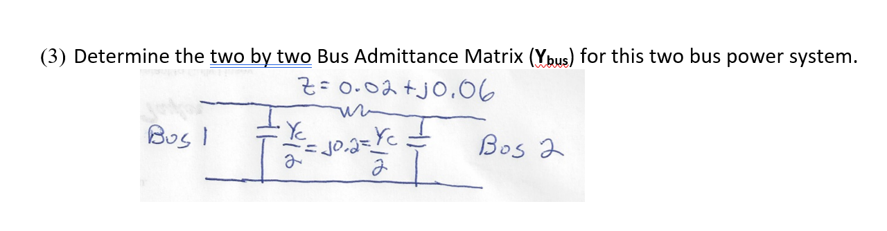 Solved (3) Determine the two by two Bus Admittance Matrix | Chegg.com