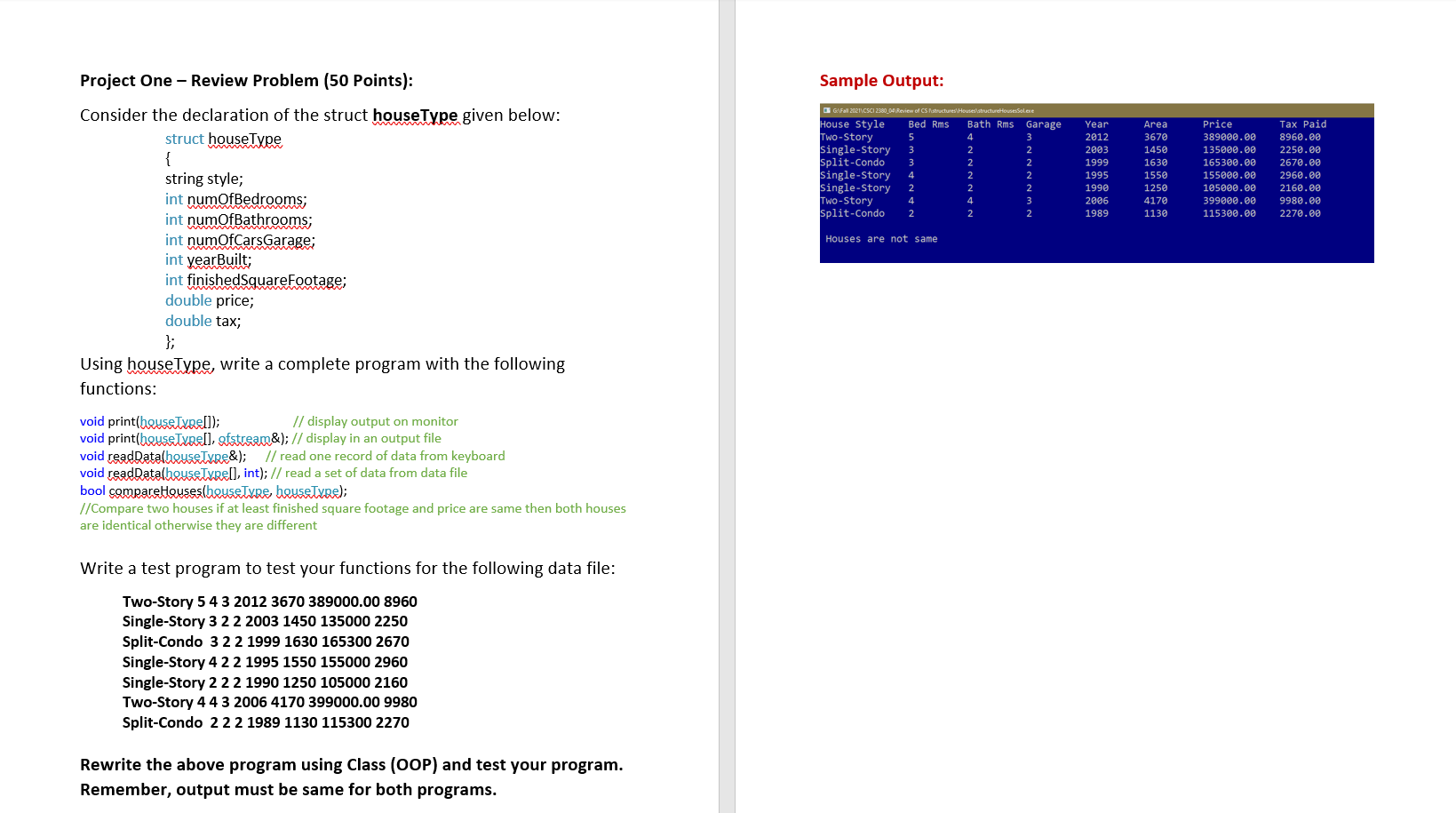 Solved Sample Output: Fall 20214CSCI 2380_04_Review of CS | Chegg.com
