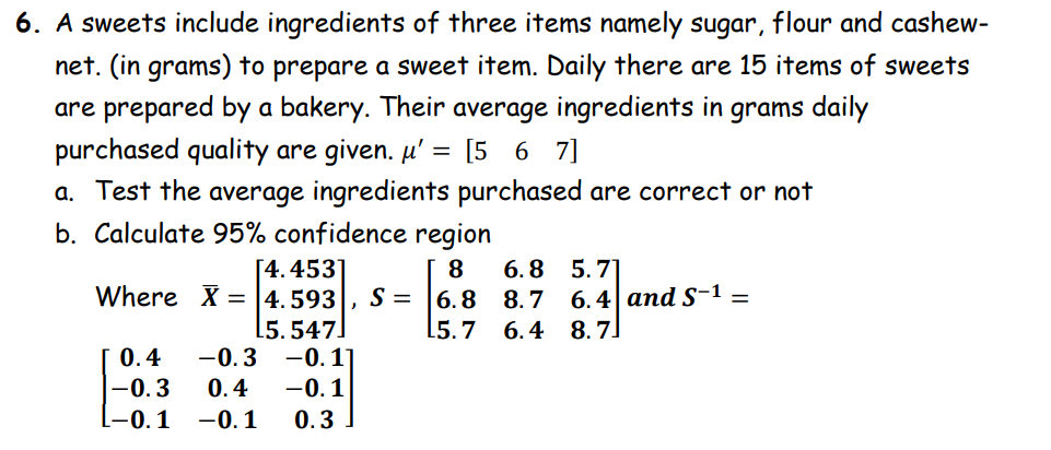 Solved 6. A sweets include ingredients of three items namely | Chegg.com