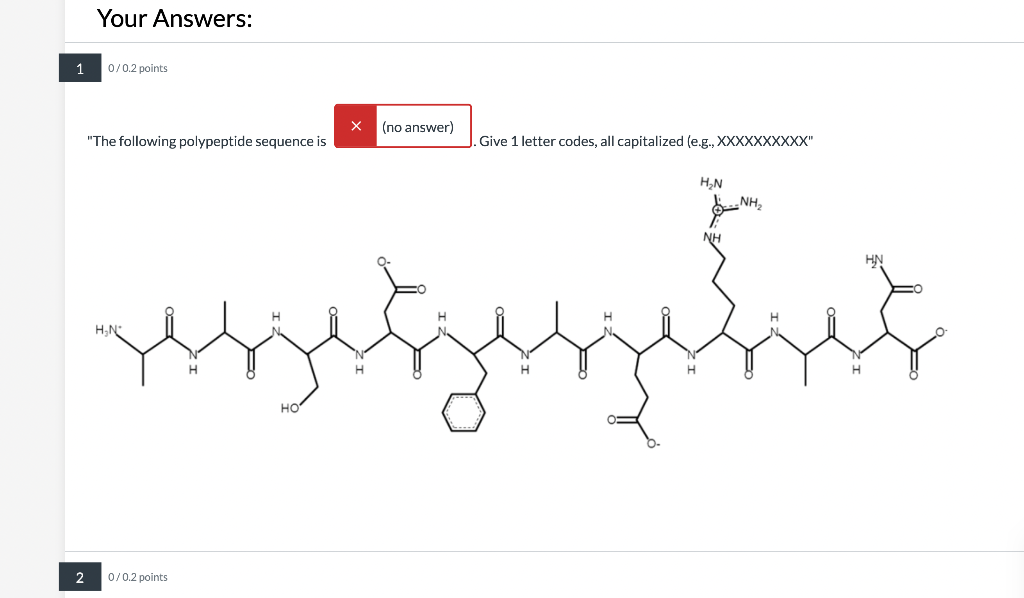 Solved the following peptide sequence is im nots sure what | Chegg.com