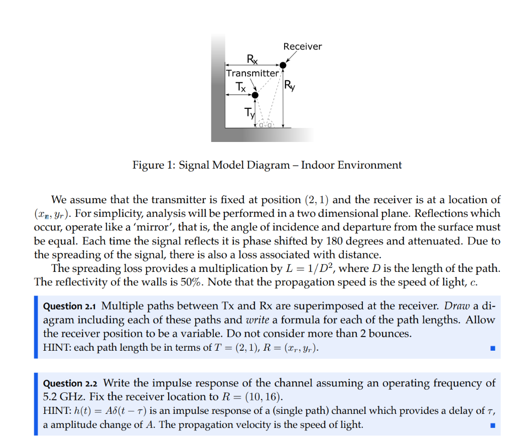 Solved Receiver Rx Transmitter TX Ry Figure 1: Signal Model | Chegg.com