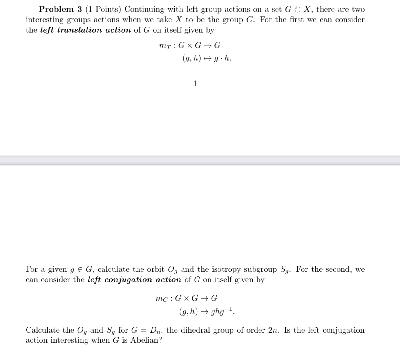 Solved Problem 3 (1 ﻿Points) ﻿Continuing with left group | Chegg.com
