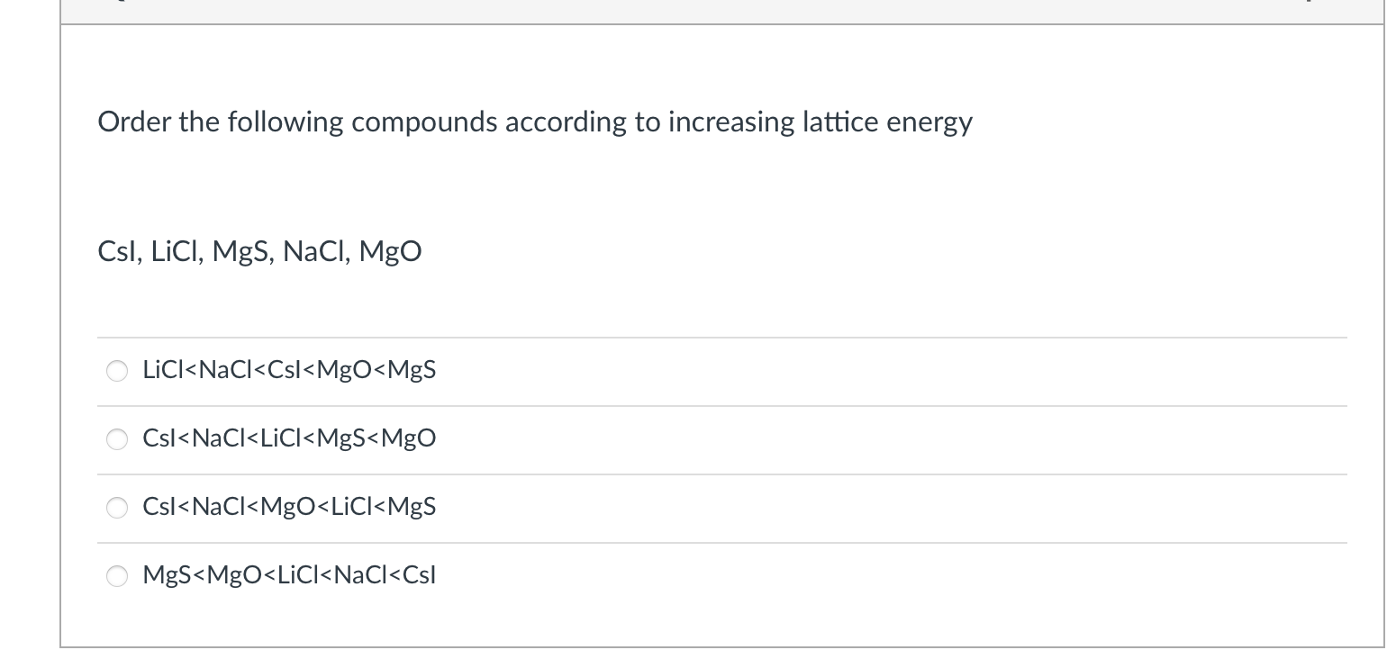 Solved Order the following compounds according to increasing | Chegg.com