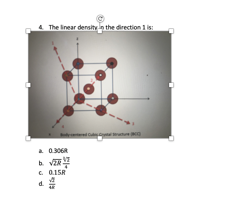 Solved 4. The linear density in the direction 1 is: | Chegg.com