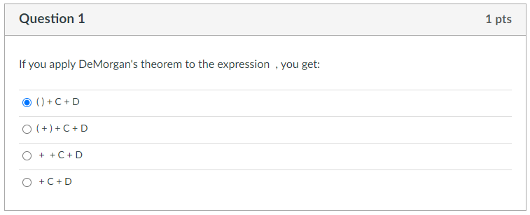 Solved If you apply DeMorgan's theorem to the expression, | Chegg.com