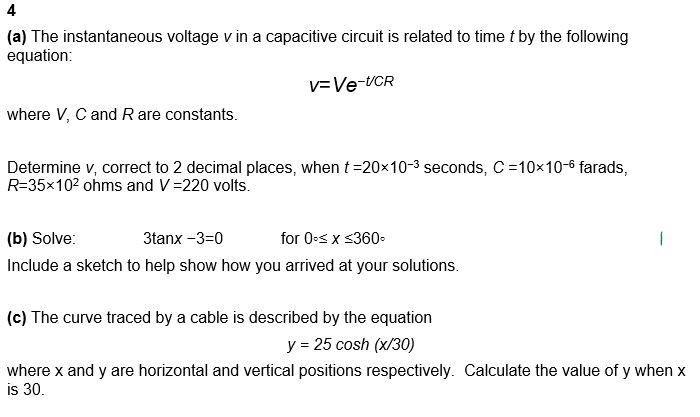 Solved (a) The instantaneous voltage v in a capacitive | Chegg.com
