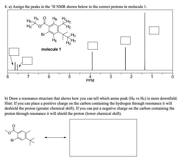 Solved 4. a) Assign the peaks in the 1H NMR shown below to | Chegg.com
