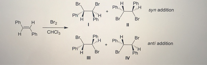 Solved H Ph Br Ph, syn addition Br H Ph Br2 Ph H H Ph CHCI | Chegg.com