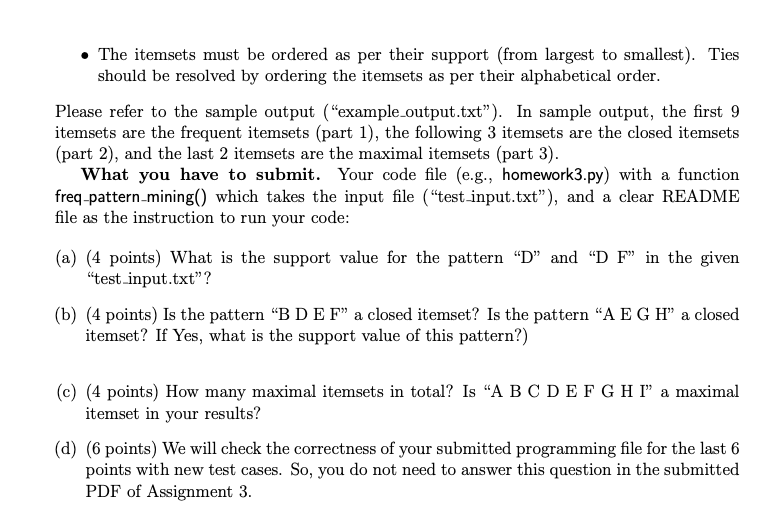 Solved Problem 5. Programming Problem for Frequent Pattern | Chegg.com