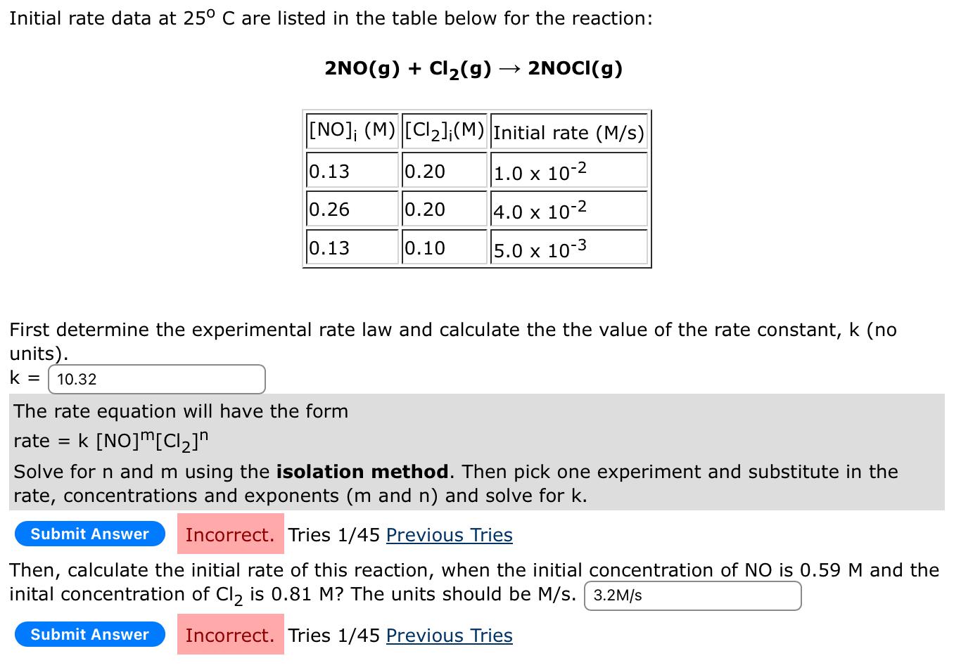 Solved Initial rate data at 25∘C are listed in the table | Chegg.com Solved Initial rate data at 25∘C are listed in the table | Chegg.com