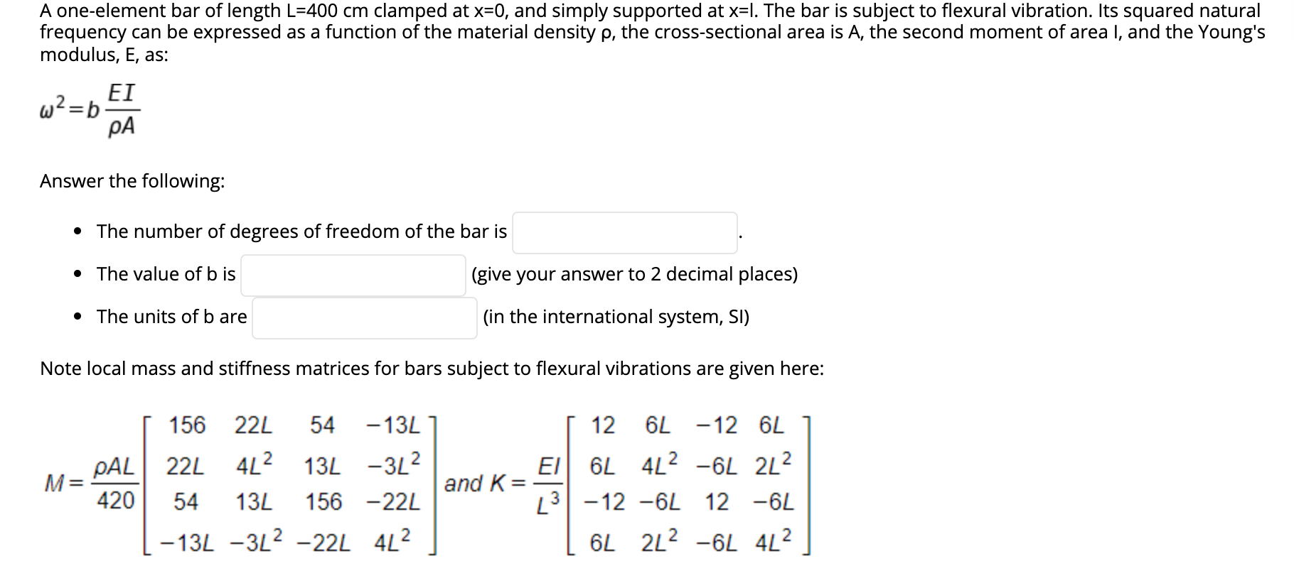 Solved what is the number of freedom and the unit of b | Chegg.com