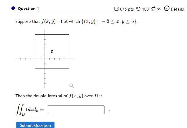 Solved Suppose that f(x,y)=1 at which {(x,y)∣−2≤x,y≤5}. Then | Chegg.com