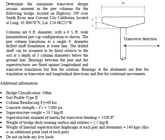 Determine the maximum transverse design seismic | Chegg.com