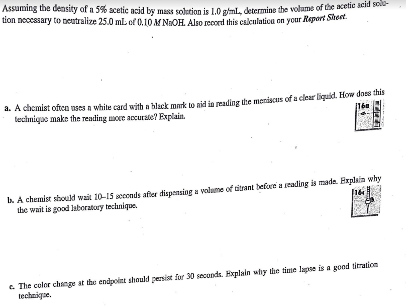 Solved Assuming the density of a 5\% acetic acid by mass | Chegg.com