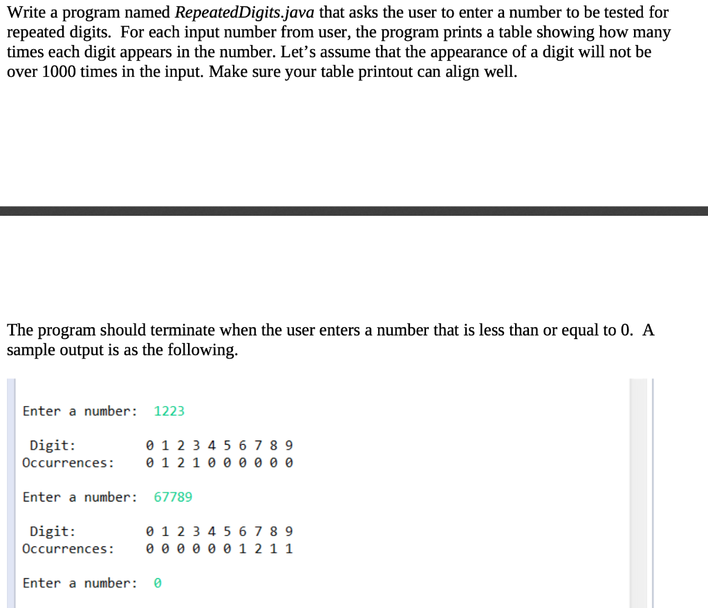 Solved Write a program named RepeatedDigits.java that asks | Chegg.com