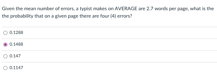 Solved Given the mean number of errors, a typist makes on | Chegg.com